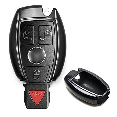 iJDMTOY Exact Fit Gloss Metallic Black Smart Remote Key Fob Shell Compatible With Mercedes-Benz C E S M CLS CLK GLK GL Class, etc