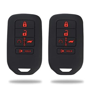 tomall 2pcs silicone key fob cover for honda civic accord pilot cr-v passport insight ex ex-l touring 2015-2021 5 buttons smart key protection case keyless jacket car accessory(black)