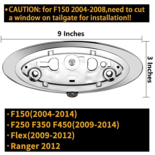 NATIKA Emblem Backup Camera for F150 F250 F350 F450(2009-2014) Flex(2009-2012) Ranger 2012 with Aftermarket Monitor No Distorted Affect Starlight Night Vision CVBS | AHD Waterproof HD Backup Camera