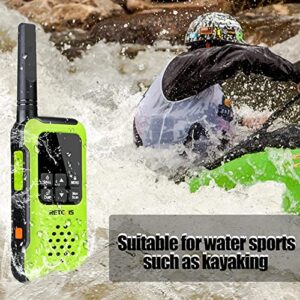 Retevis RT49P Floating Walkie Talkie, IP67 Portable Two-Way Radios, Waterproof Walkie Talkies Rechargeable, NOAA, Flashlight SOS Handheld Radios with Headset for Golf, Fishing, Hunting(4 Pack)