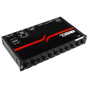 ds18 eqx7 equalizer 7 bands with auto hi/lo line selector, two rear inputs (main and aux), 8 volts front, rear and sub output