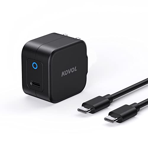 USB C Fast Charger, KOVOL Sprint 25W Super Fast Charger, Foldable Type C Wall Charger PPS PD for Samsung Galaxy S21/S21+/S21 Ultra/S20/Note 20/iPad Pro/iPhone, and More (5ft Charging Cable Included)