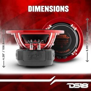 DS18 PRO-HY6.4B 6.5" Hybrid Mid-Range Car Audio Loudspeaker with 1" VC Built-in Compression Driver Horn and Water Resistant Cone 450W Max 225W RMS 4 Ohms (1 Speaker)