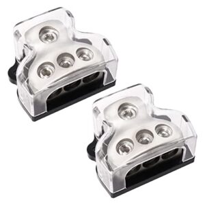 seamaka 2pcs 3 way power distribution block,1x 0 gauge in,3x 4 gauge out,amp distribution connecting block for car audio splitter o-073-2pcs