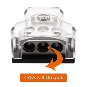 Seamaka 2PCS 3 Way Power Distribution Block,1x 0 Gauge in,3X 4 Gauge Out,Amp Distribution Connecting Block for Car Audio Splitter O-073-2PCS