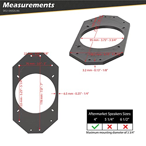 Scosche 1984 to 2006 Jeep Wrangler 4” Speaker Adapters (1 Pair) SAJ46