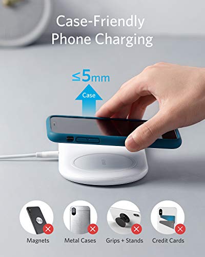 Anker Wireless Charging Station, 2 in 1 PowerWave+ Pad with Holder for Apple Watch 5/4/3/2, Wireless Charger for iPhone 13, 12, 12 Pro Max, 11, AirPods (Watch Charging Cable & AC Adapter Not Included)