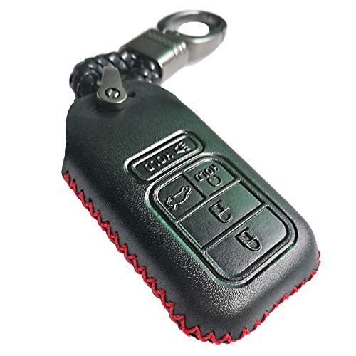 Black Leather Cover Key Fob Case Protector Jacket Remote Holder For 2016 2017 2018 2019 2020 2021 Honda Accord Civic CR-V CRV Pilot EX EX-L Touring Premium