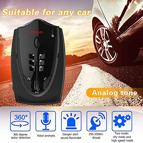 DAVITU Remote Controls - STR-525 Radar Detector English Russian Thai Voice Auto Vehicle Speed Alert Warning X K CT La Anti Radar Car Detector - (Color: Black)