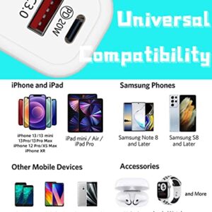 USB C Wall Charger Block - NOKIPATH 20W Dual Port USB Plug PD Power Adapter Charger Cube Type C Fast Charging Blocks Box Brick for iPhone 14 13 12 Pro Max 11 SE XS X 8 Plus, Samsung, AirPods, Phones