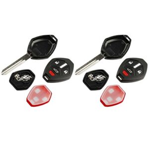 key fob keyless entry uncut remote shell case & pad fits mitsubishi 2006-2007 eclipse / 2006-2007 galant, set of 2