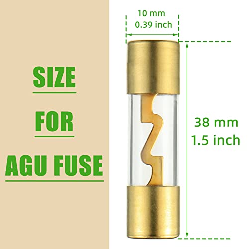 SIGANDG 50A AGU Fuse Gold Plated Glass Car Audio for Car Auto Marine Audio Stereo Amplifier Power Protection (Pack of 5)