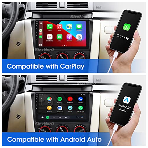 SizxNanv for Mazda 3 Android 10 Touch Screen Compatible with Carplay Android Auto,Car Radio Stereo Bluetooth Navigation Media Player GPS WiFi FM Rear Camera for Mazda 3 2004 2005 2006 2007 2008 2009