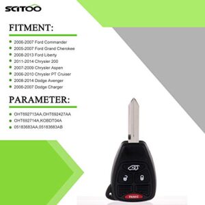 SCITOO Compatible fit for 2PCS Uncut Keyless Entry Remote Key Fob 4 Button Replacement for Jeep/for Dodge/for Chrysler Series OHT692713AA