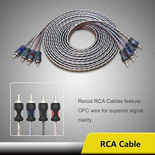 RECOIL RCK44 True 4 Gauge Complete 4-Channel CCA Amplifier Wiring Kits with OFC RCA Cable