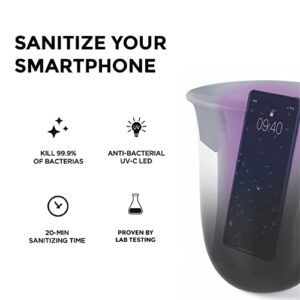 Lexon OBLIO Wireless Phone Charger with UV Light Sanitizer, QI Certified Fast Charging Station 10W and clinically Proven Cell Phone Cleaner, Compatible with iPhone & Android, Unique Design - Gold