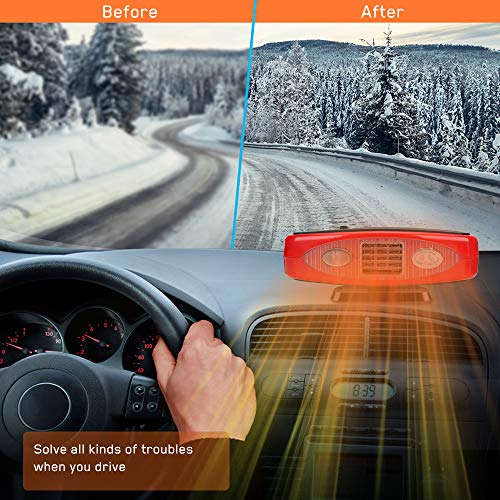 Portable Car Heater, Brynnl 12V/150W Auto Car Heater That Plugs Into Cigarette Lighter, Fast Heating 2 in 1 Electric Car Defroster Defogger/Cooling Fan 360-degree Rotation with Lighting Function