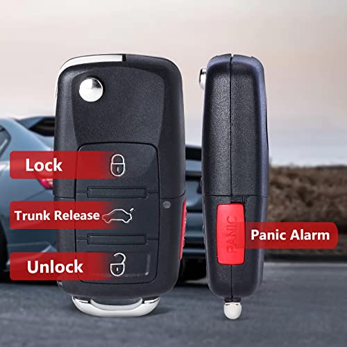 Aichiyu Flip Remote Key Fob HLO 1K0 959 753 P for Volkswagen CC Eos Golf Jetta GTI Rabbit R32 Tiguan 2006 2007 2008 2009 2010 2011 4 Buttons 315Mhz ID48 Chip FCC ID: NBG92596263