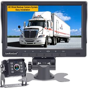 leekooluu rv backup camera hd 7 inch lcd monitor wired hitch rear view system adapter for furrion pre-wired rv trailer camper truck waterproof reverse cam infrared night vision g2