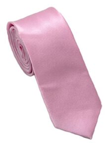 andongnywell solid color slim ties pure color necktie mens ties skinny narrow necktie formal tie neckties (pink,one size)