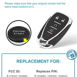 Keyless Entry Remote Car Key Fob for Chevy Malibu 2016-2021, Chevy Cruze 2016-2019, Chevy Camaro 2016-2021, 433MHz ID46 Chip 5 Button, HYQ4EA 13529662