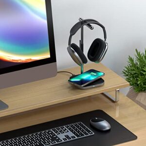 Satechi 2-in-1 Headphone Stand with Wireless Charger – USB Type-C Output Port and Magnetic Wireless Charger – Compatible with iPhones and Other Qi-Enabled Devices