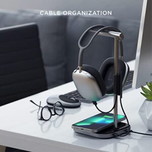 Satechi 2-in-1 Headphone Stand with Wireless Charger – USB Type-C Output Port and Magnetic Wireless Charger – Compatible with iPhones and Other Qi-Enabled Devices