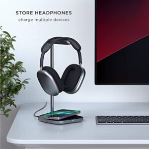 Satechi 2-in-1 Headphone Stand with Wireless Charger – USB Type-C Output Port and Magnetic Wireless Charger – Compatible with iPhones and Other Qi-Enabled Devices