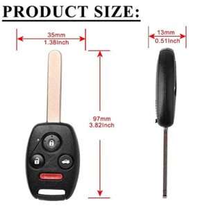 BESTHA 2 Key Fob Replacement OUCG8D-380H-A 35111-SHJ-305 Compatible for Honda Accord 2003 2004 2005 2006 2007 Keyless Entry Remote Uncut Head Control with 46 CHIP