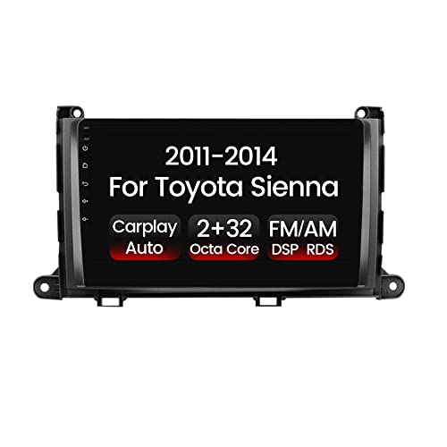 Android 11 Car Stereo Double Din for Toyota Sienna 2011 2012 2013 2014, 9 Inch Octa Core Car Radio Built-in Carplay Android Auto GPS Navigation IPS Touchscreen Support BT FM AM, 2GB RAM 32GB ROM…