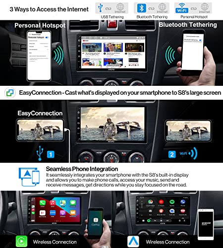 ATOTO S8 Premium 7inch Double-DIN Android Car Stereo, Wireless CarPlay & Android Auto, Dual Bluetooth w/aptX HD, QLED Display,Split Screen, HD Rearview with LRV, USB tethering,SCVC and More, S8G2B74PM