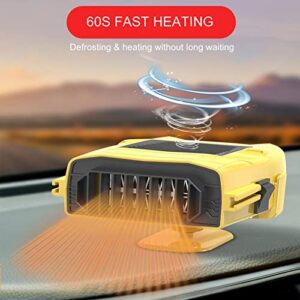 Car Heater, Portable Car Heater that Plugs into Cigarette Lighter, 12V 150W 2 in 1 Car Heating and Cooling Fan, Car Windshield Defroster Demister, 10S Fast Heating, 360° Rotatable Base Yellow