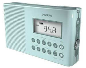 sangean h201 portable am/fm/weather alert digital tuning waterproof shower radio turquoise