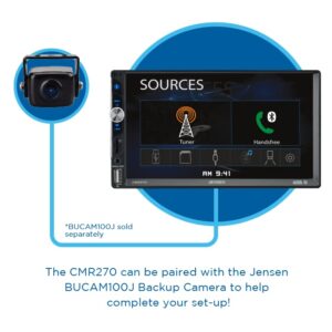 Jensen CMR270 7-inch LED Digital Media Touch Screen Double DIN Car Stereo | Push to Talk Assistant | Backup Camera Input | Bluetooth | USB Fast Charging | microSD | No CD/DVD