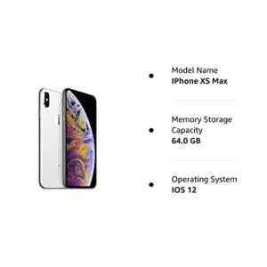 Apple iPhone XS Max, 64GB, Silver - For AT&T (Renewed)