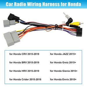 Car Radio Wiring Harness with Antenna Adapter and RCA Connector Compatible with Honda-CRV/BRV/HRV Jazz Greiz Crider Aftermarket Stereo Wire Cable