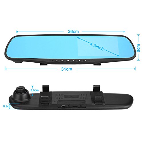 Car DVR Rear view Mirror Video Recroder 4.3" inch Car Camera Dual lens Cam night