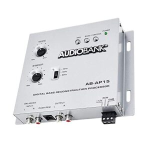 Audiobank 1/2 Din Car Audio Digital Bass Processor, Sound Restoration & Crossover for Car Subwoofer with Bass Knob/Input Level: 15V RMS & Output Level: 13.5V Peak