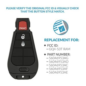 Keyless2Go Replacement for 3 Button Remote Key GQ4-53T 56046953 AG with Durashell Technology