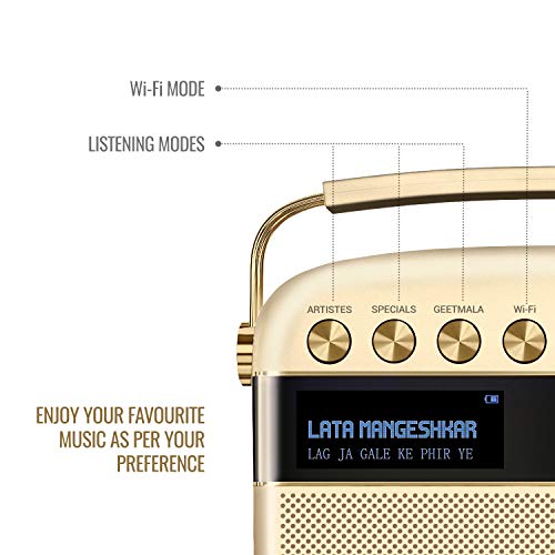 Saregama Carvaan 2.0 Portable Digital Music Player - Sound by Harman/Kardon (with 20,000 Songs) (with WiFi, Champagne Gold Color)