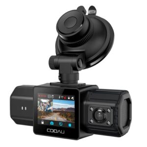 dual dash cam with built-in gps, cooau 1080p front and inside wifi dash camera for cars, sony sensor, supercapacitor, 4 ir night vision, g-sensor, loop-recording & parking mode (d20)