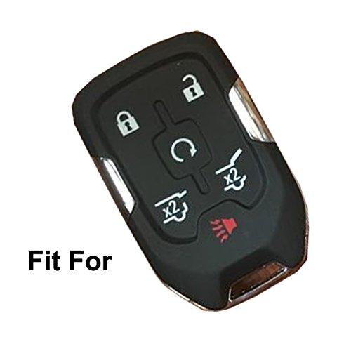 Coolbestda Rubber 6buttons Key Fob Cover Case Protector Skin Glove Jacket Keyless Entry for 2015 2016 2017 2018 2019 2020 Chevrolet Suburban Tahoe GMC Yukon XL