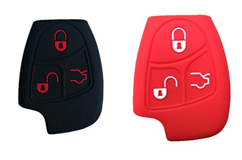 KAWIHEN Silicone Key Fob Cover Compatible with for Mercedes-Benz Class A C E S ML CLK SLK C200 E320 350 CLS IYZ3312