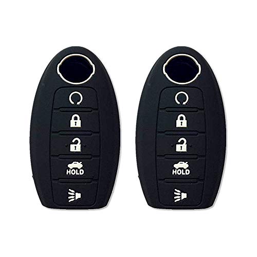 Autobase Silicone Key Fob Cover for Nissan Rogue Murano Armada Maxima Altima Sedan Pathfinder Infiniti JX35 Q50 Q60 QX56 QX60 QX80 | Car Accessory | Key Protection Case 2 Pcs (Black)