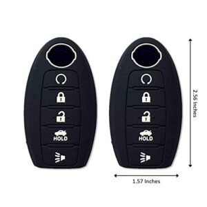 Autobase Silicone Key Fob Cover for Nissan Rogue Murano Armada Maxima Altima Sedan Pathfinder Infiniti JX35 Q50 Q60 QX56 QX60 QX80 | Car Accessory | Key Protection Case 2 Pcs (Black)