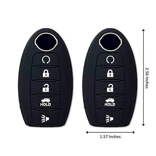 Autobase Silicone Key Fob Cover for Nissan Rogue Murano Armada Maxima Altima Sedan Pathfinder Infiniti JX35 Q50 Q60 QX56 QX60 QX80 | Car Accessory | Key Protection Case 2 Pcs (Black)