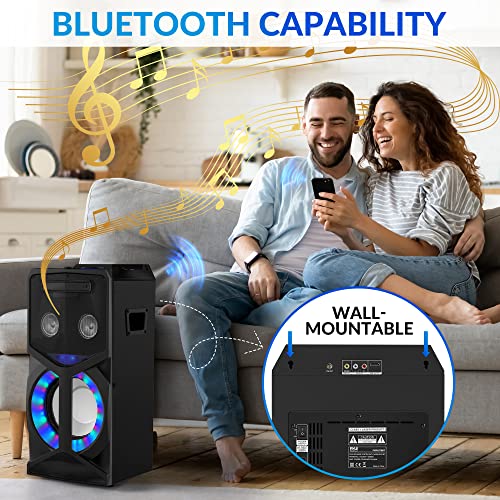 Pyle Karaoke Vibe PA Bluetooth Audio VIDEO/DVD Speaker System - 800W Multimedia CD/DVD Player for TV, Projectors, w/FM, USB, MIC, AUX, HDMI, RCA Inputs, Echo & LED Mode, w/Remote Control - PKRK270BT