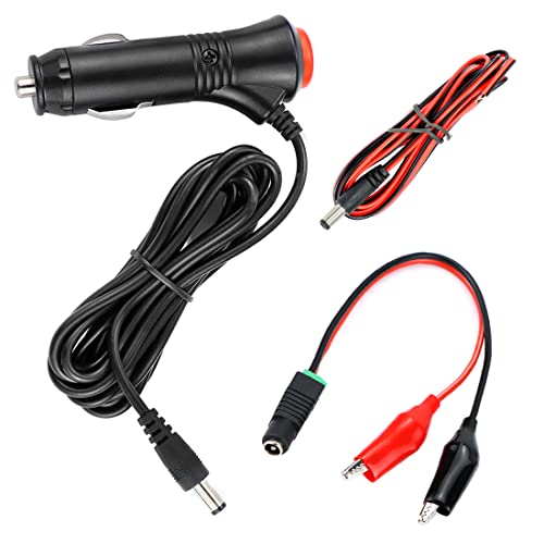 GreenYi Cigarette Lighter for Car Backup Camera, Monitor, DVR, DVD, Bluetooth Speaker, GPS, Laptop, 12V DC Cig. Lighter Charger Cord with Test Cable, DC Plug Adapter and DC Power Extension Cable