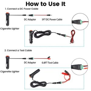 GreenYi Cigarette Lighter for Car Backup Camera, Monitor, DVR, DVD, Bluetooth Speaker, GPS, Laptop, 12V DC Cig. Lighter Charger Cord with Test Cable, DC Plug Adapter and DC Power Extension Cable