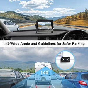 AHD 1080P RV Back Up Camera Systems for Truck, 7" IPS Monitor Vehicle Backup Cameras, IP69 Waterproof Rear View Camera IR Night Vision, Wire Reserve Camera for Van/Car/RV/Trailer/Camper